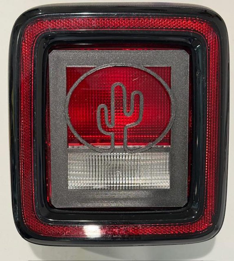 Desert Cactus Round in 3D - Black for Jeep Wrangler JK/JKU/JL Rear Tail ...