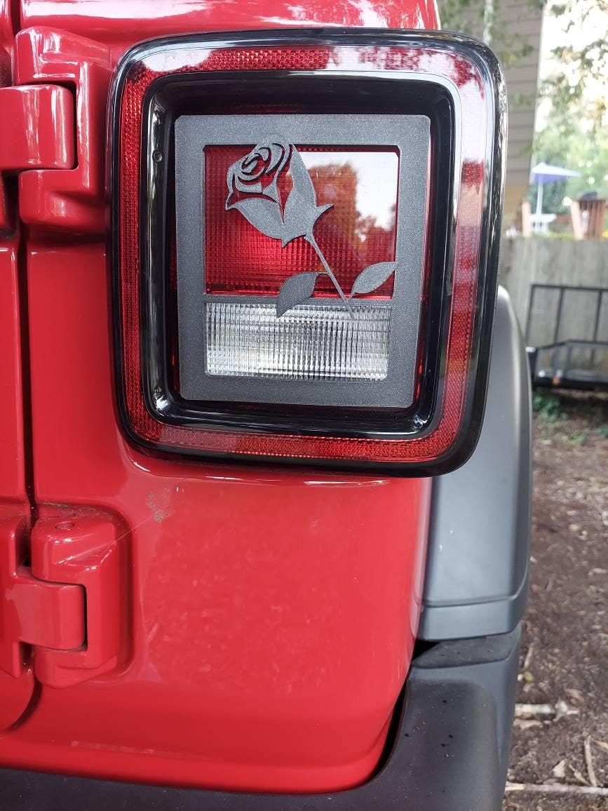 Flower Rose in 3d Black for Jeep Wrangler JK/JKU/JL Rear Tail Light ...