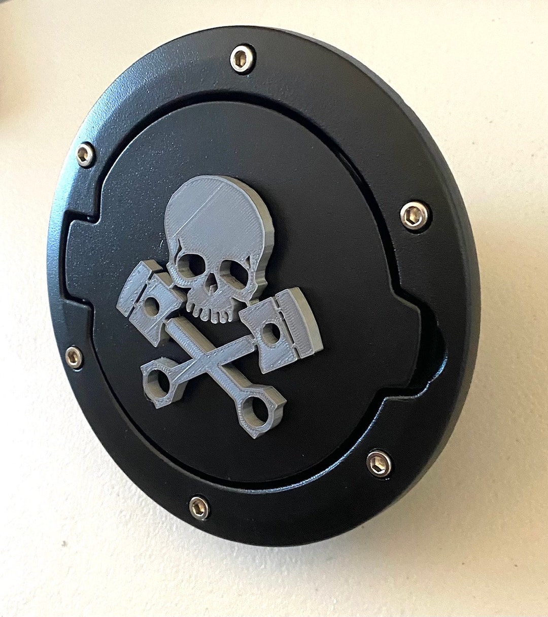 Piston Skull in 3D Black W Grey for Jeep JK/JKU Flag Gas Cap Cover ...