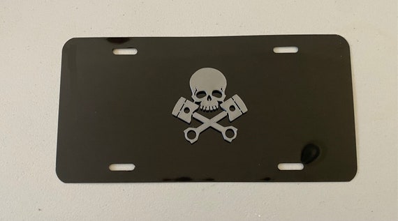 Piston Skull in 3D Version License Plate INSERT Black With - Etsy
