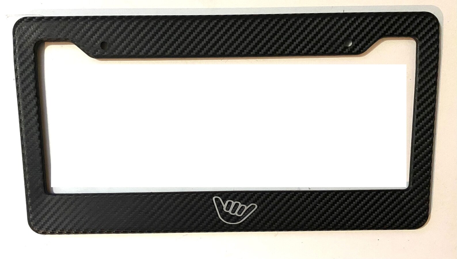 Shaka Hand - Carbon Fiber With Grey - Automotive License Plate Frame ...