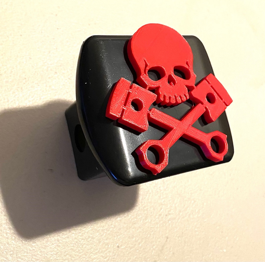 Piston Skull in 3D Black W RED 2 Inch Trailer Hitch Cover - Love ...