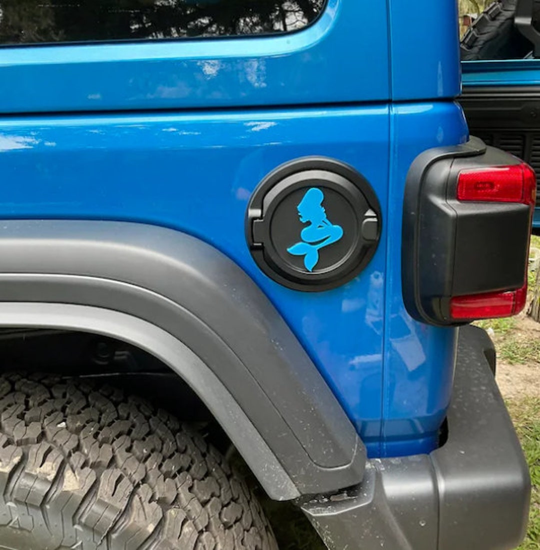 Mermaid in 3d - Black With Blue for Jeep Wrangler JK/JKU Flag Gas Cap ...