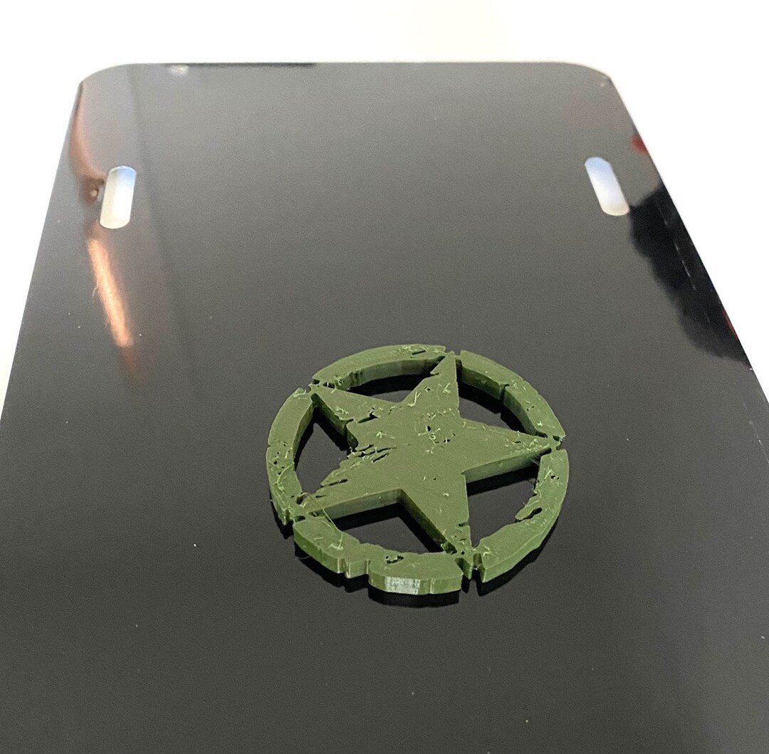 Rugged Army Star in 3D Version - License Plate INSERT Army Green W ...