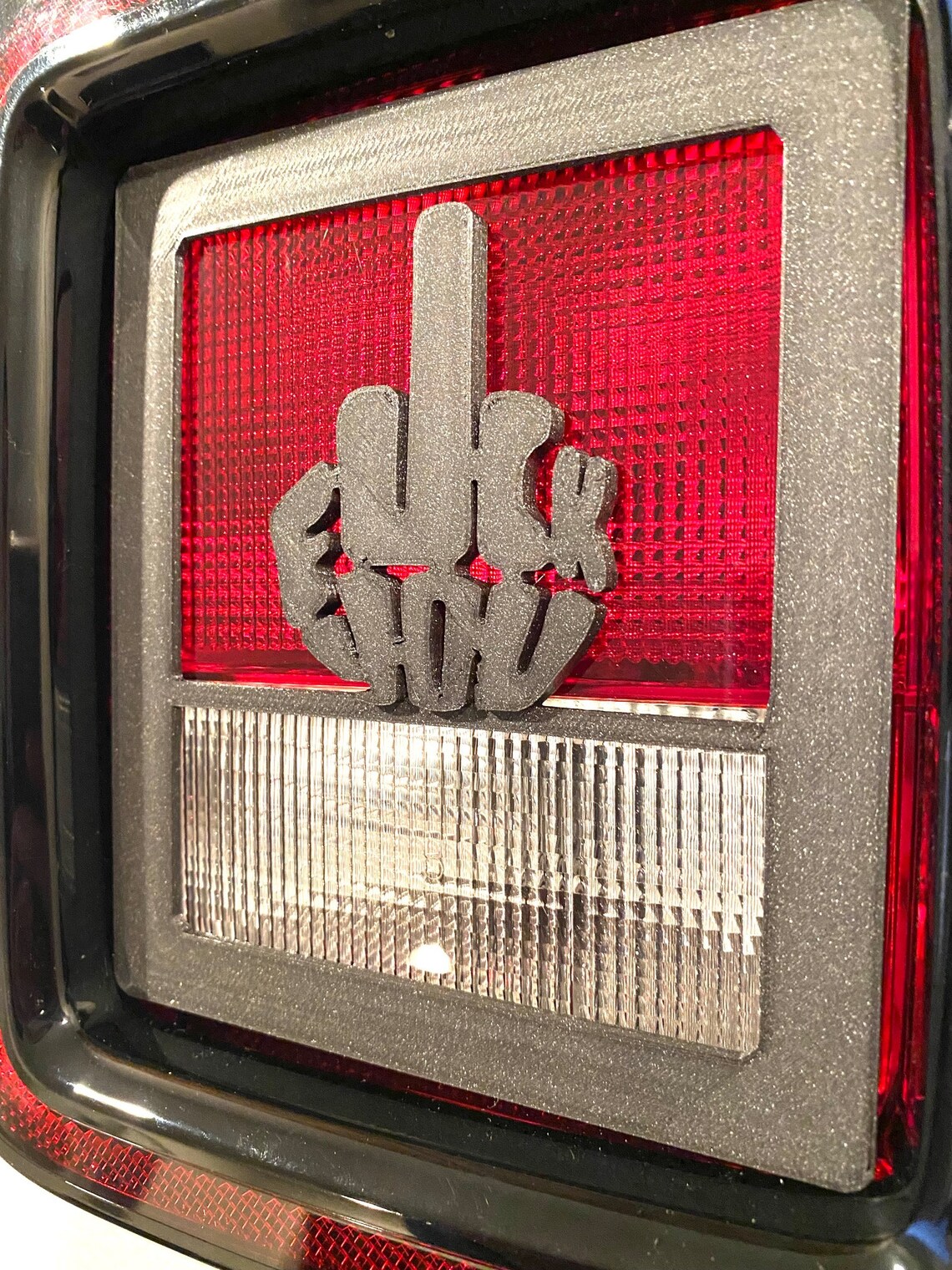 Fu Middle Finger in 3D - Black for Jeep Wrangler JK/JKU/JL Rear Tail ...