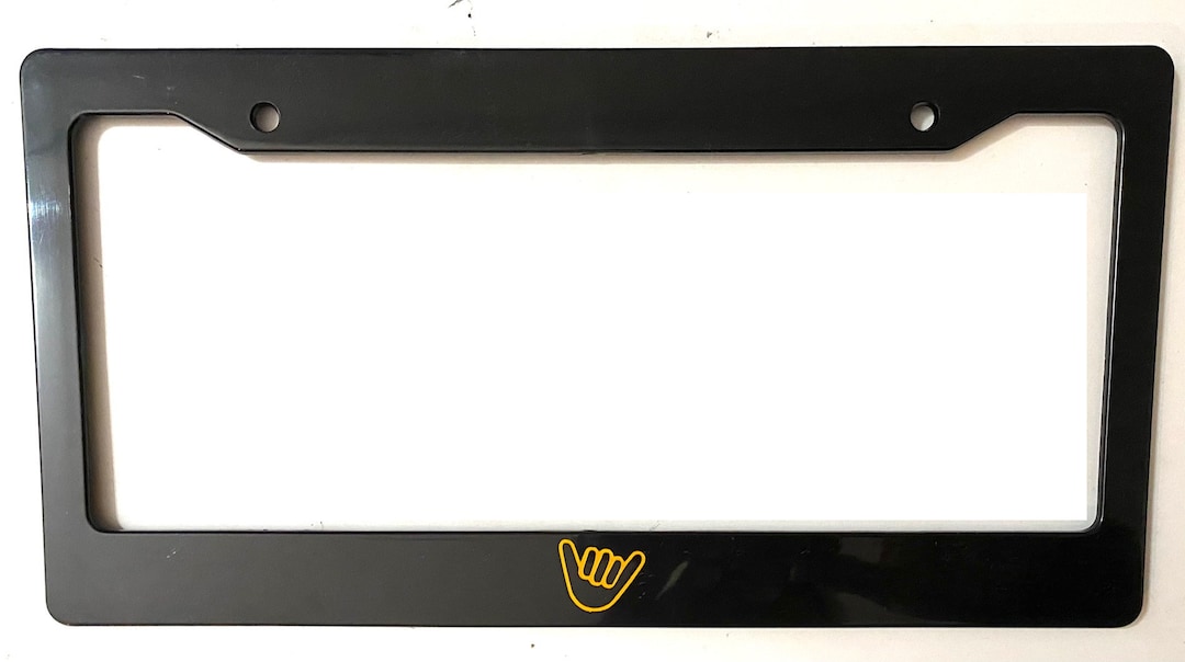 Hawaiian Shaka - Black With Yellow Automotive License Plate Frame ...