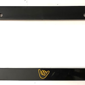Hawaiian Shaka - Black With Yellow Automotive License Plate Frame ...