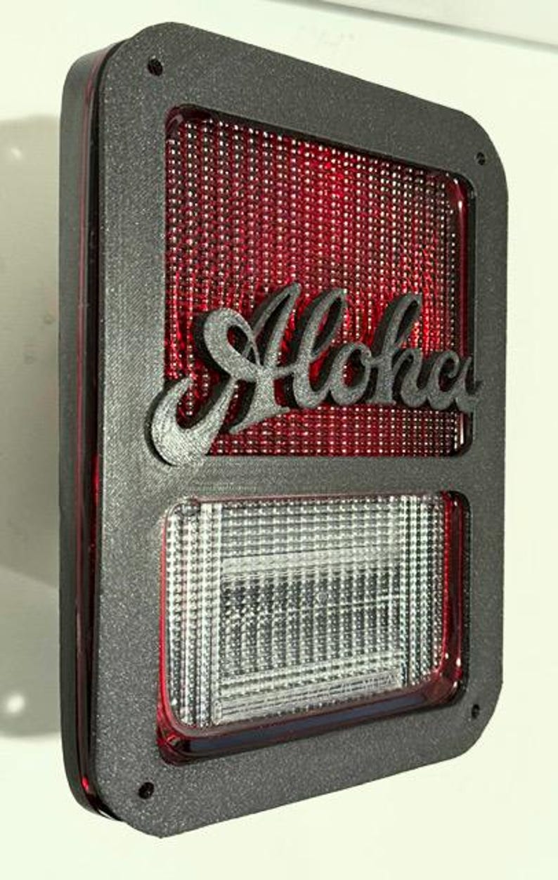 Aloha Script Words in 3D - Black for Jeep Wrangler JK/JKU Rear Tail ...