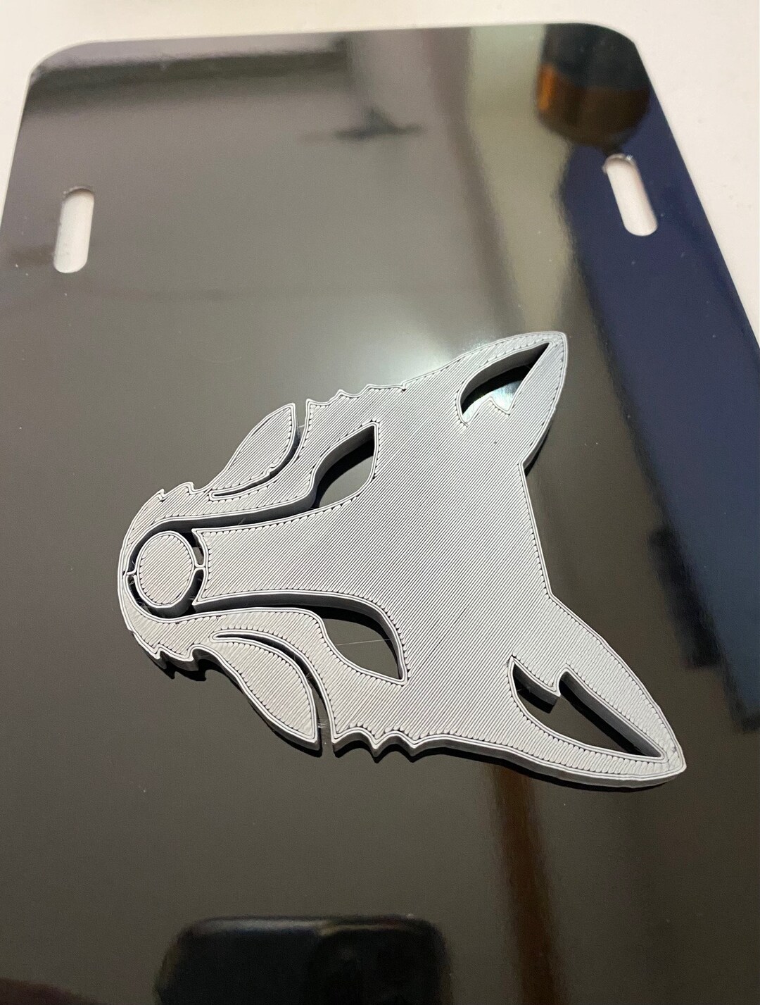 Fox Head in 3D Version - Unique - Automotive License Plate INSERT BLACK ...