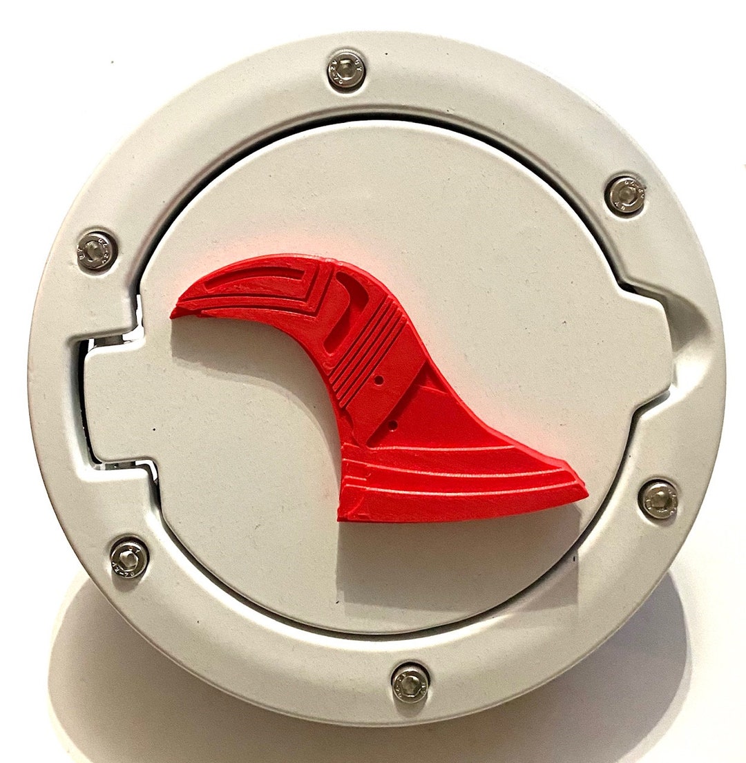 Yondu Fin Blade in 3D White W Red for Jeep Wrangler Gas Cap Cover Cool ...
