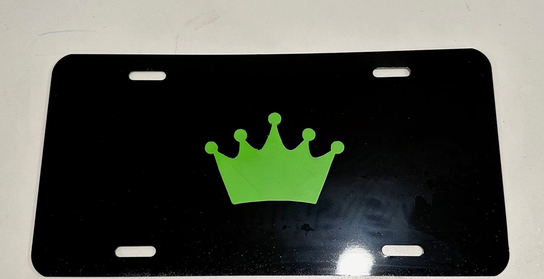 Princess Crown in 3D- License Plate INSERT Black W Lime Green ...