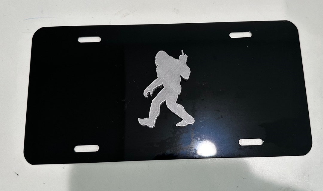 Bigfoot Middle Finger in 3d - License Plate INSERT Black With Various ...