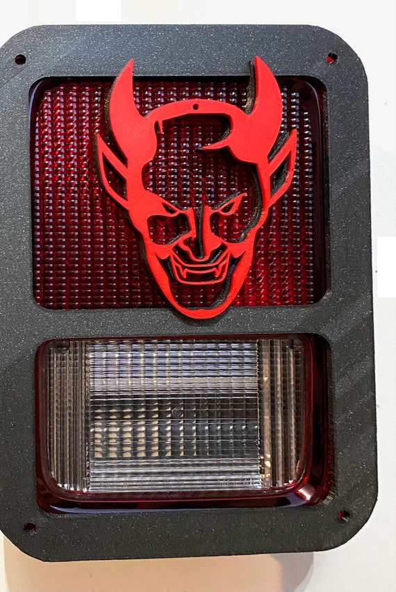 Evil Devil Head Logo in 3D Black With RED for Jeep Wrangler - Etsy