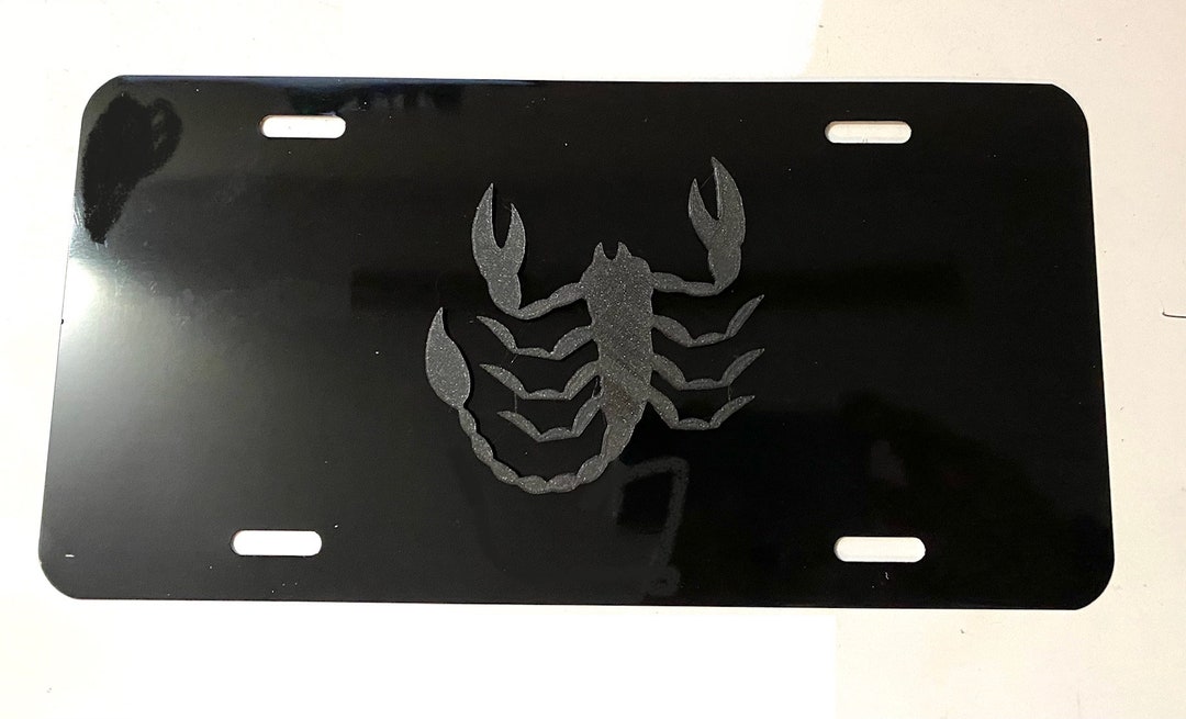 Scorpion Figure in 3D Version - License Plate INSERT Black W Black ...