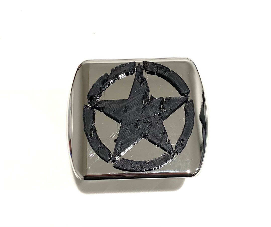 Army Star Rugged Style in 3d - Chrome W Black 2 Inch Trailer Hitch ...