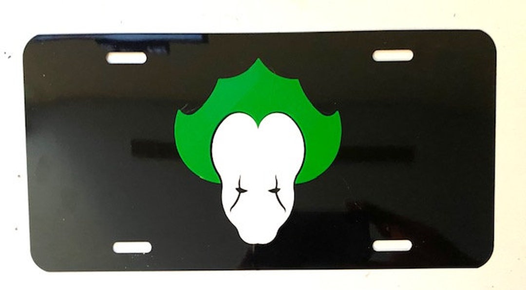 Big Head Clown Spooky in 3D- License Plate INSERT Black With Green Hair ...