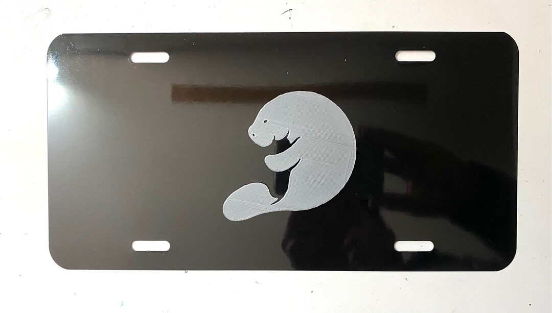 Manatee Seal Baby in 3D - Black With Grey Automotive License Plate ...