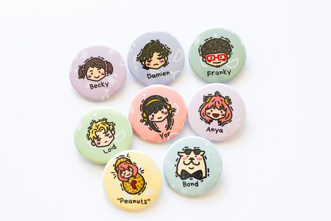 1.5 Anime Characters Pin Back Button Badges - Etsy
