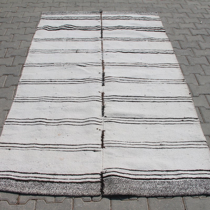 Black and White Kilim Rug - Etsy