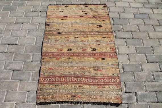 Wool Tribal Rug 2.6 X 4.0 Ft Rug Handmade Rug Vintage Kilim - Etsy