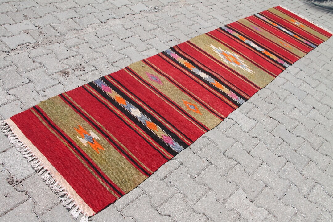 Colorful Boho Runner Rug, 2.5 X 11.6 Ft Rug, Vintage Kilim Rug ...