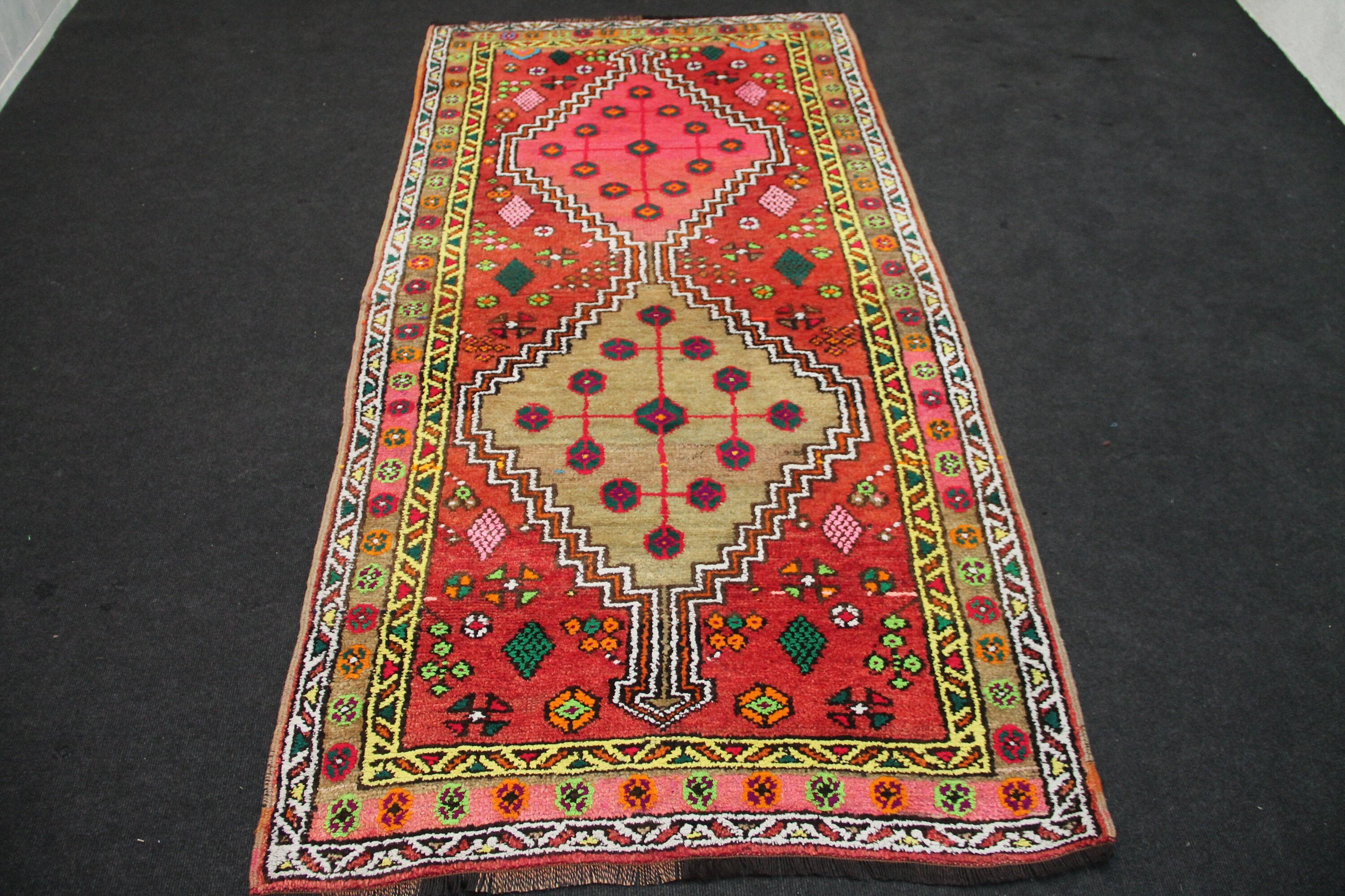 Colorful Boho Rug 3.6 x 7.2 ft Handmade Wool Rug Turkish | Etsy