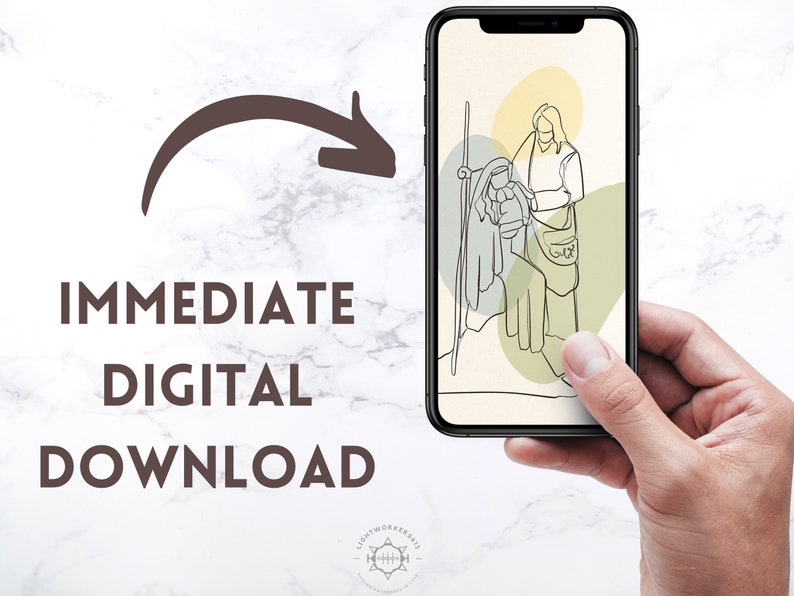 The Holy Family Line Art Minimalist Light Language Blessing digital Art ...