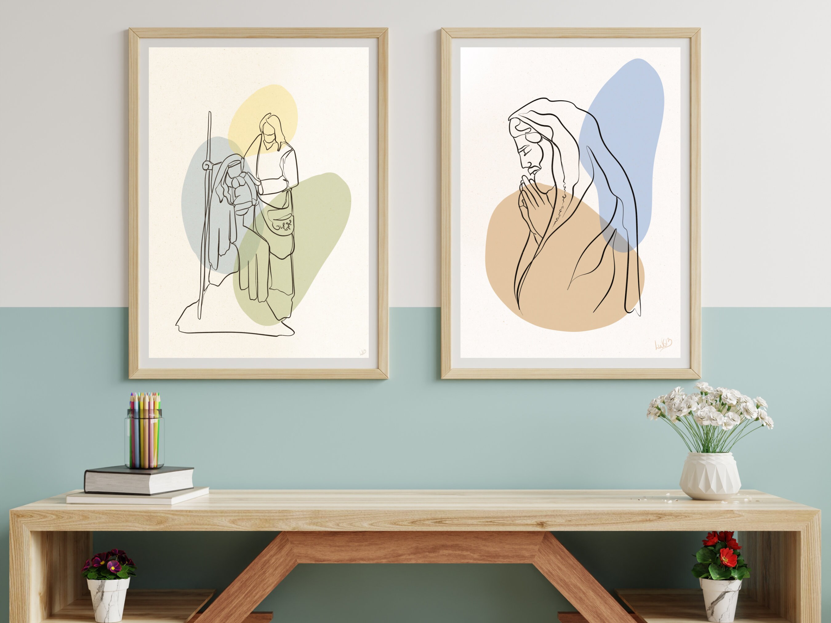 The Holy Family | Line Art | Minimalist Light Language Blessing ...