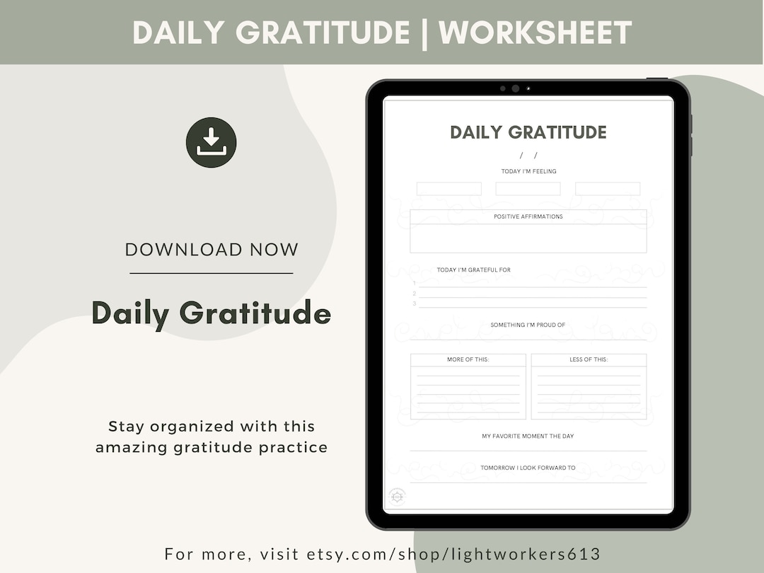 Daily Gratitude Practice | Digital Worksheet | Immediate Access ...