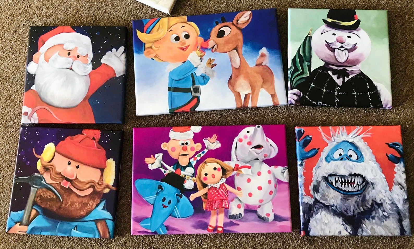 Sam the Snowman Canvas Print: Signed Christmas Cartoon Art (8”x8”) - Etsy