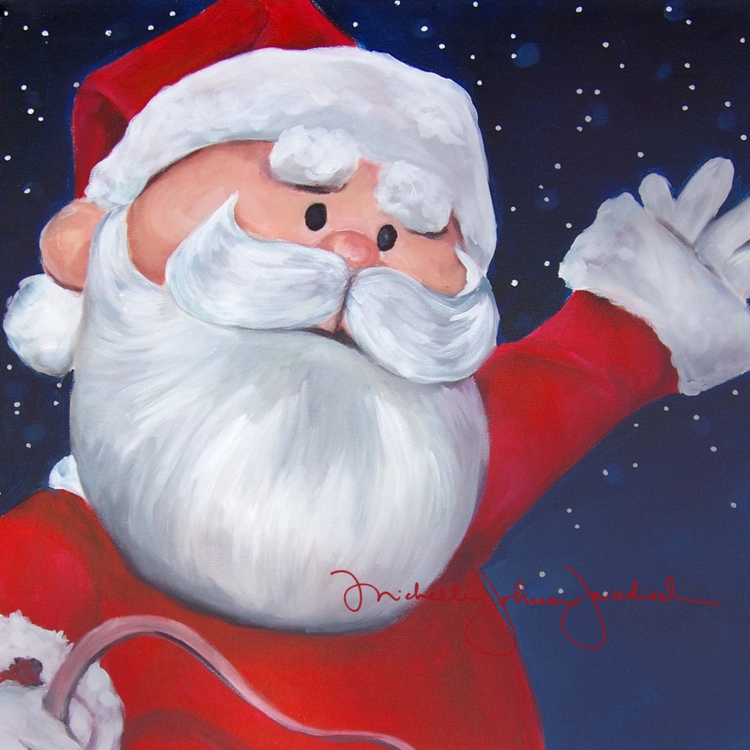 Santa 8”x8” Artist Signed Canvas Fine Art Print Abominable Vintage ...