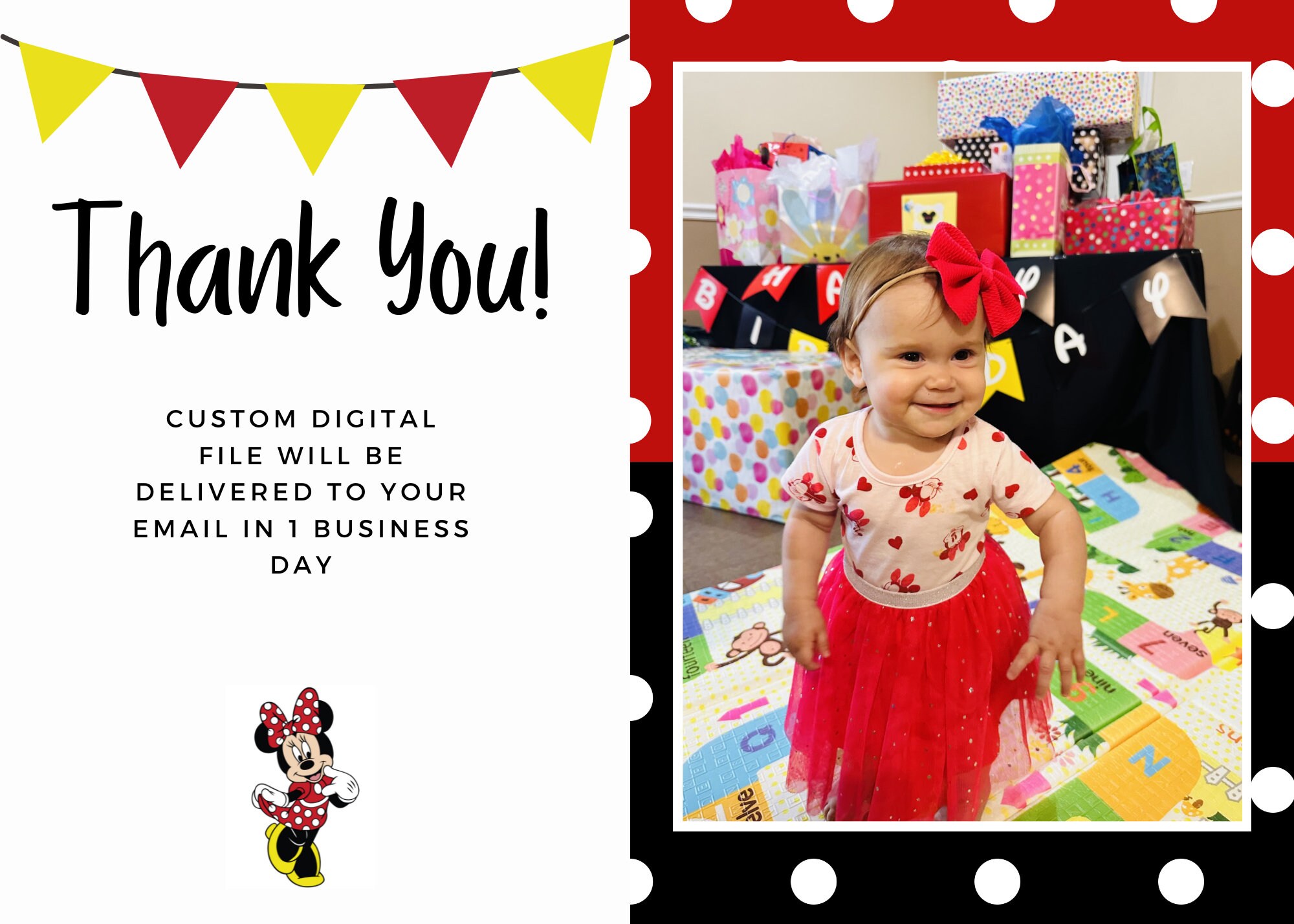 Minnie Mouse Thank You Card, Minnie Mouse Thank You, Minnie Mouse ...