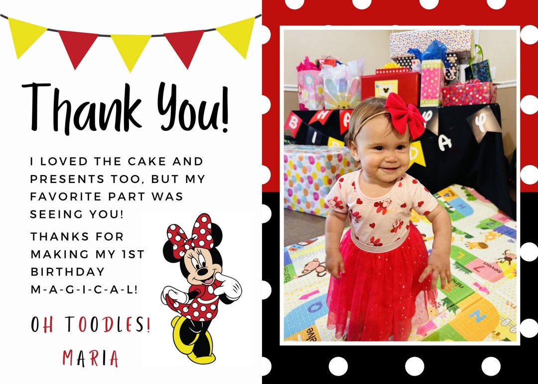 Minnie Mouse Thank You Card, Minnie Mouse Thank You, Minnie Mouse ...