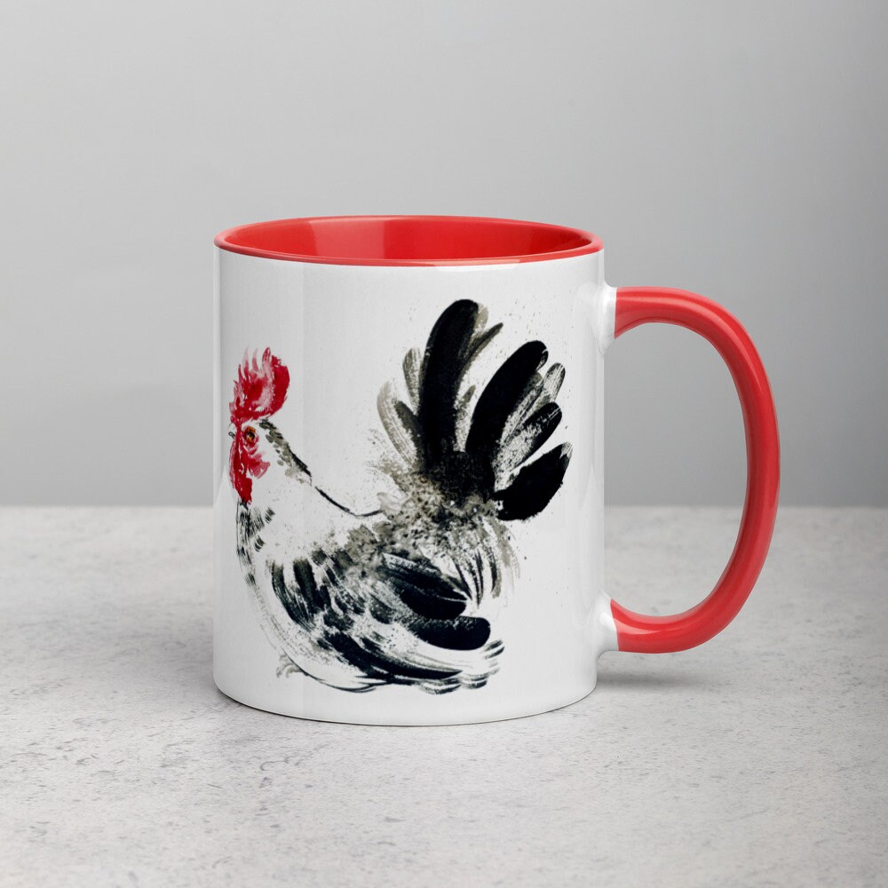 Morning Rooster Mug with Color Inside | Etsy