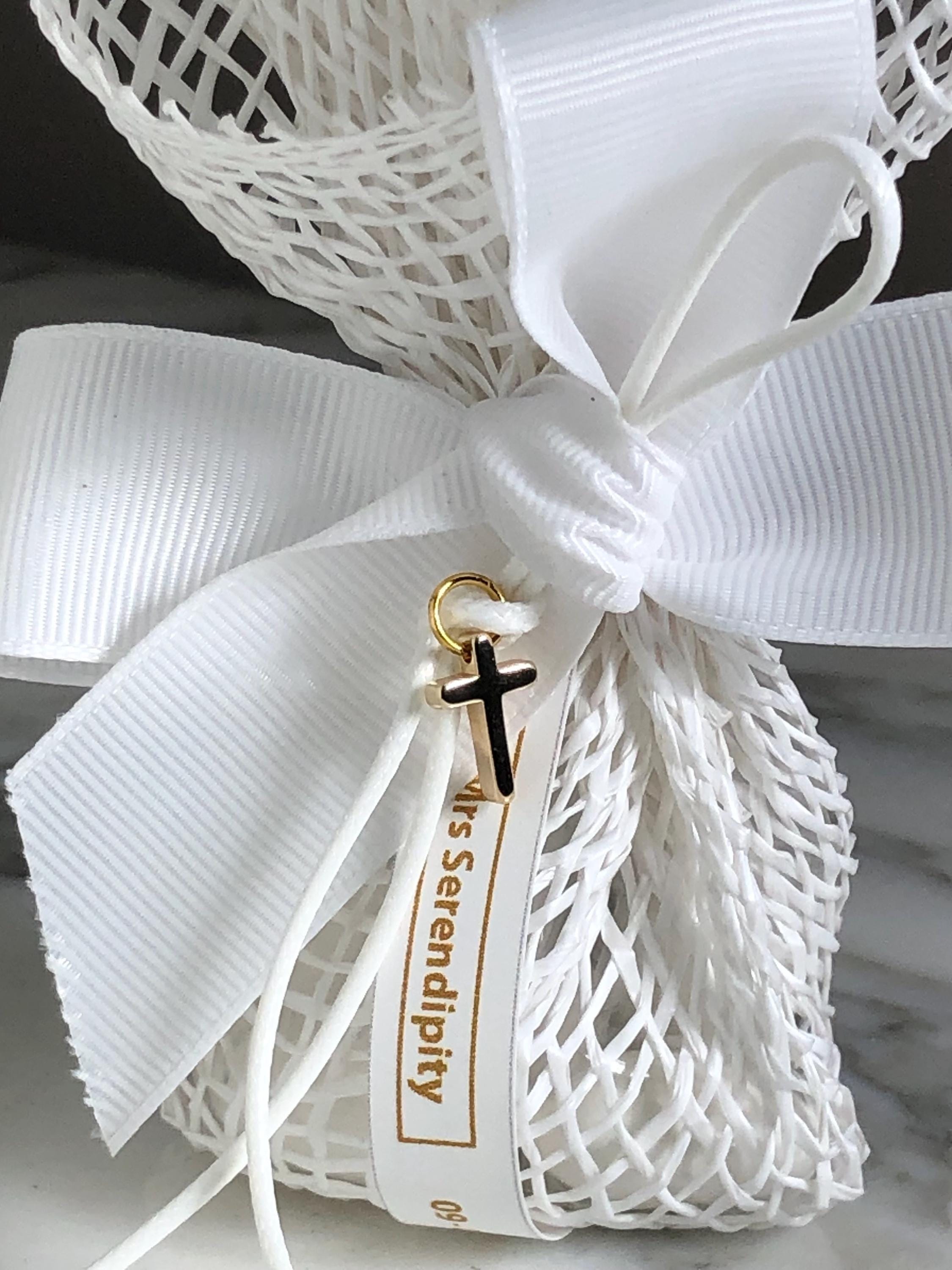 Bulk Party Favor Jordan Almonds - Gold Cross Charm, Fabric Pouch, Greek ...
