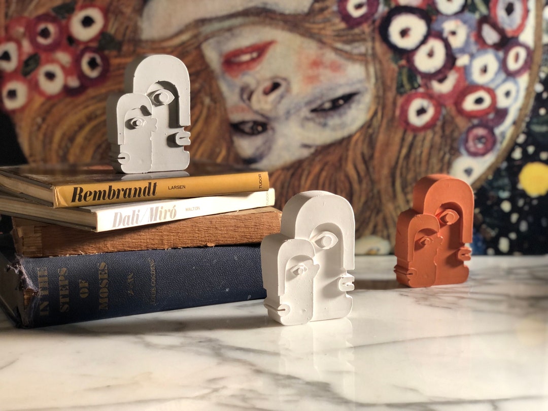 Statue ABSTRACT FACE ‘BETA’, Home Decor Colored Cement Sculpture ...