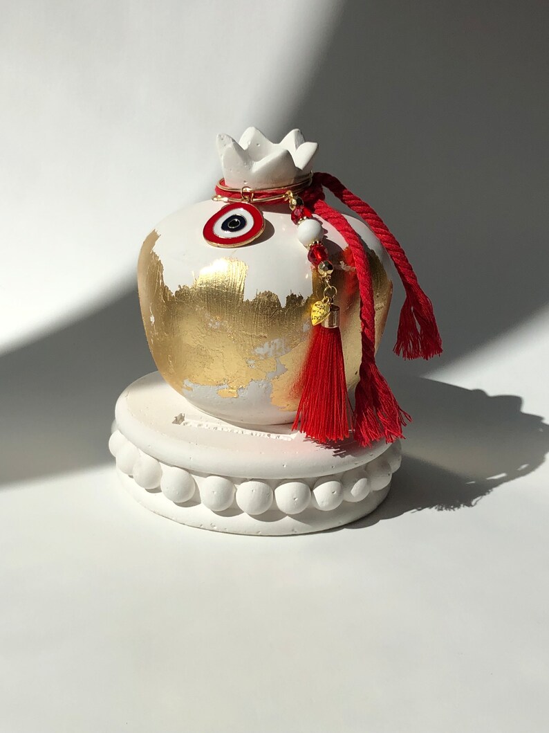 POMEGRANATE RODI Gold Leaf Home Decor - Medium, Good Luck Gift, Red ...