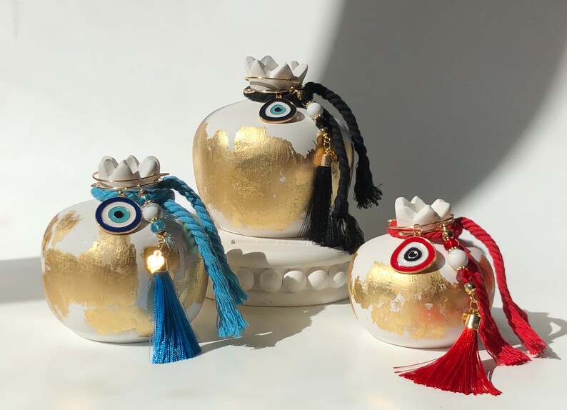 POMEGRANATE RODI Gold Leaf Home Decor - Petite, Good Luck Gift, Red ...