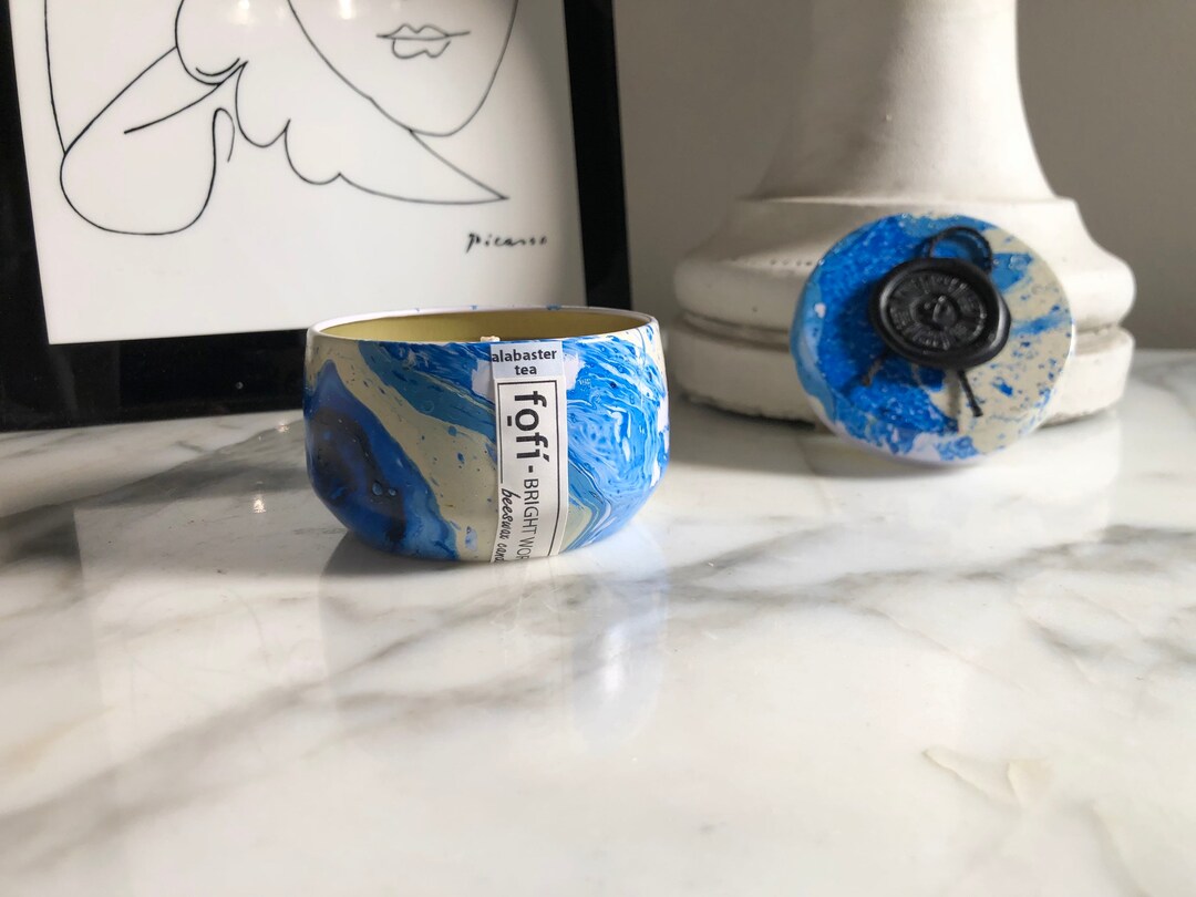Candle ALABASTER TEA Luxury Scented Home Fragrance, Unique Hydro Dipped ...