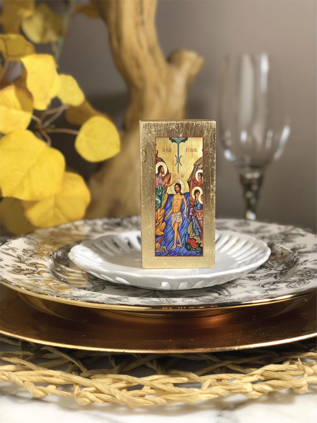 ICON Byzantine Bulk Party Favor: Gold Leaf Petite Statue, Jesus, Mary ...