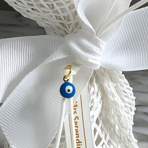 Bulk Party Favor Jordan Almonds - Evil Eye Charm, Fabric Pouch, Greek ...