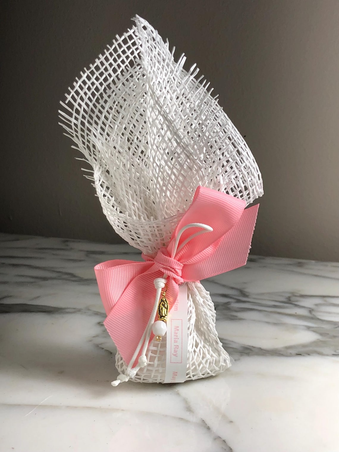 Bulk Party Favor Jordan Almonds - Virgin Mary Charm, Fabric Pouch ...