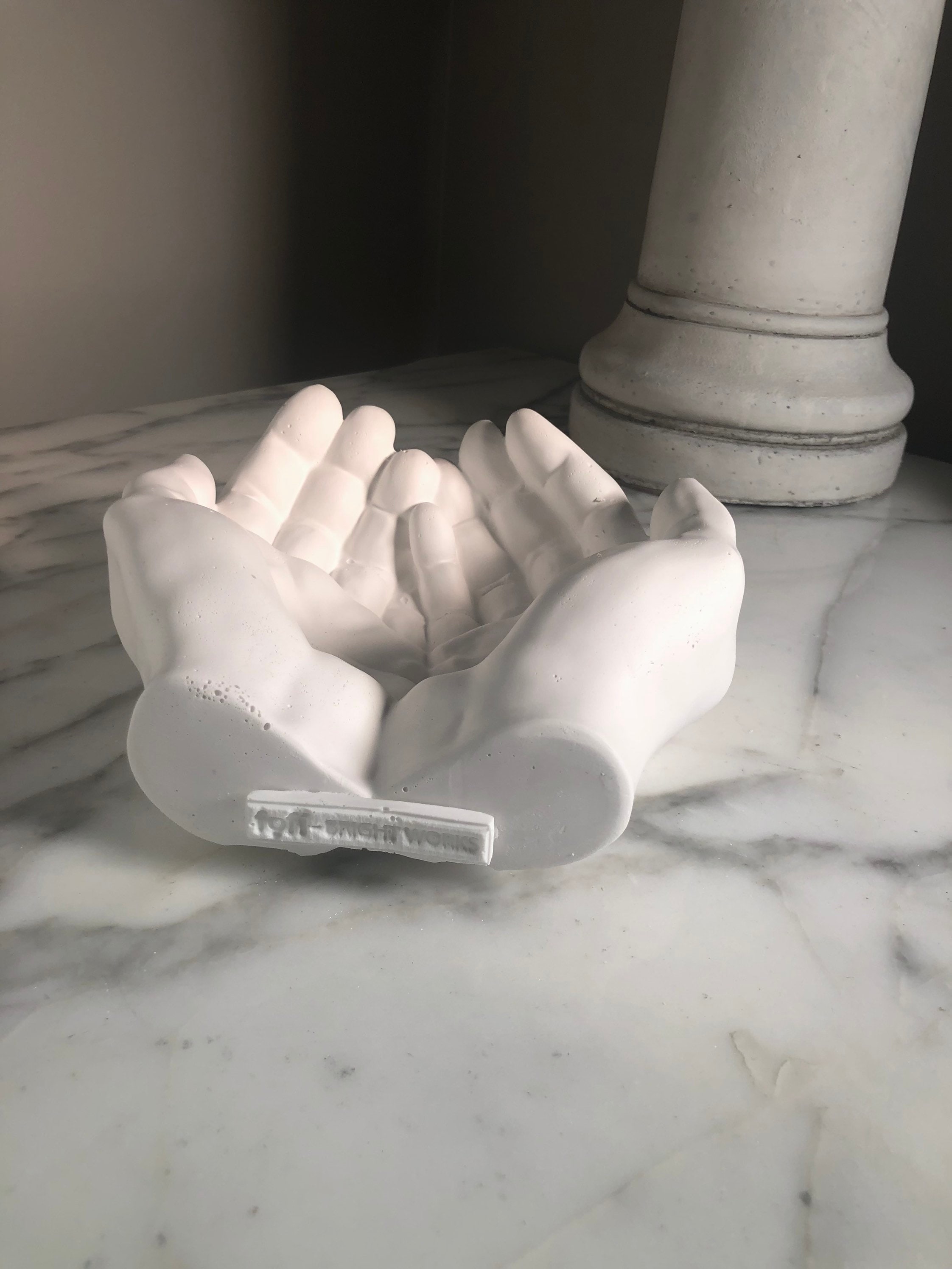 Giving Hands Bowl - Medium, Home Decor White Cement Sculpture, Unique ...