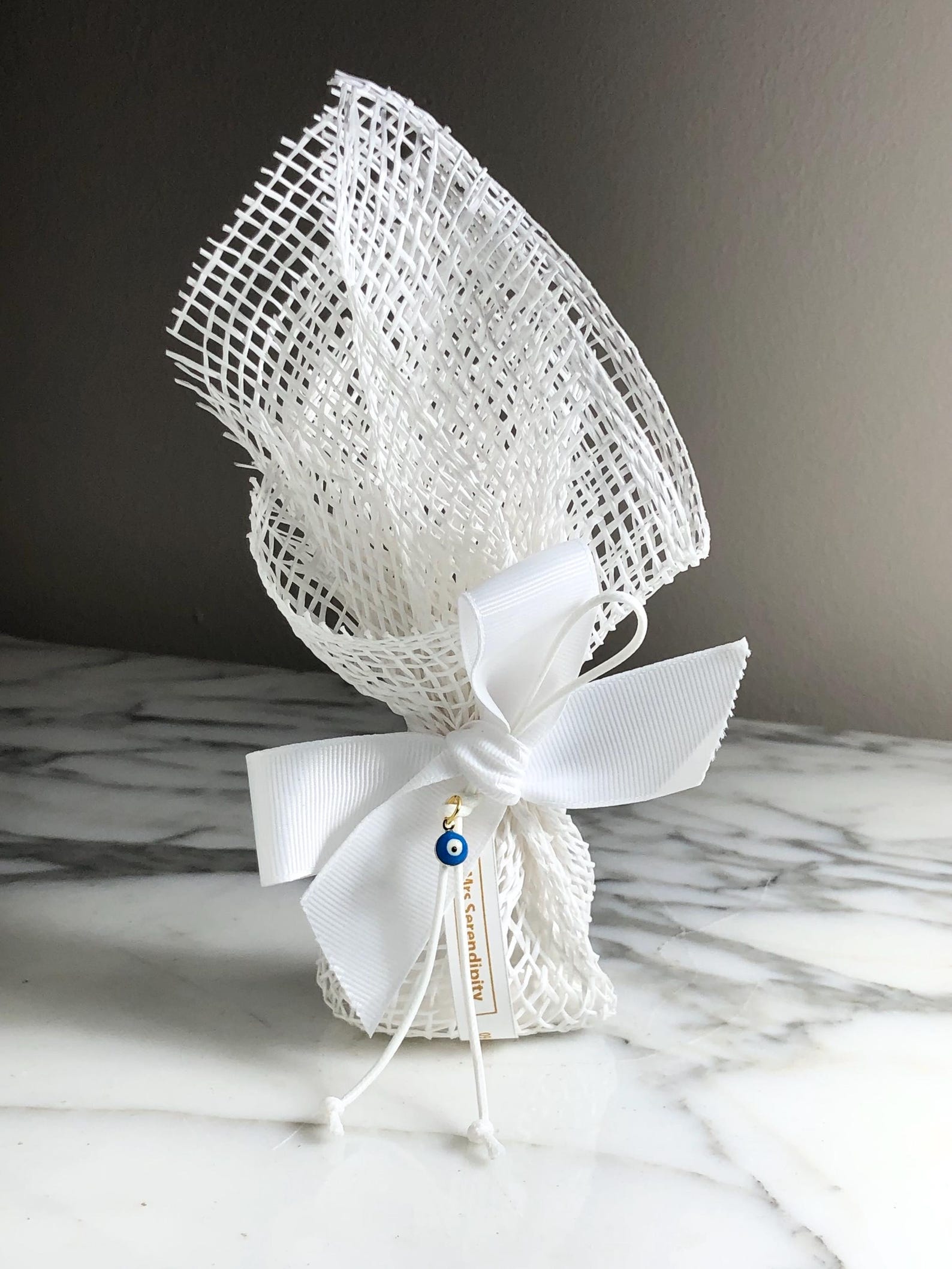 Bulk Party Favor Jordan Almonds - Evil Eye Charm, Fabric Pouch, Greek ...