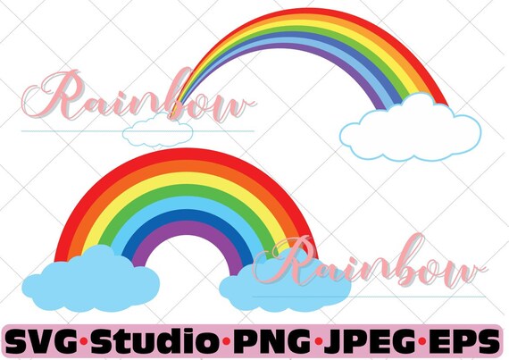 Rainbow SVG Rainbow With Clouds SVG Rainbow Cut File for - Etsy