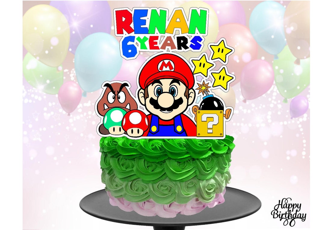 Printable Super Mario Cake Topper Personalized Super Mario - Etsy