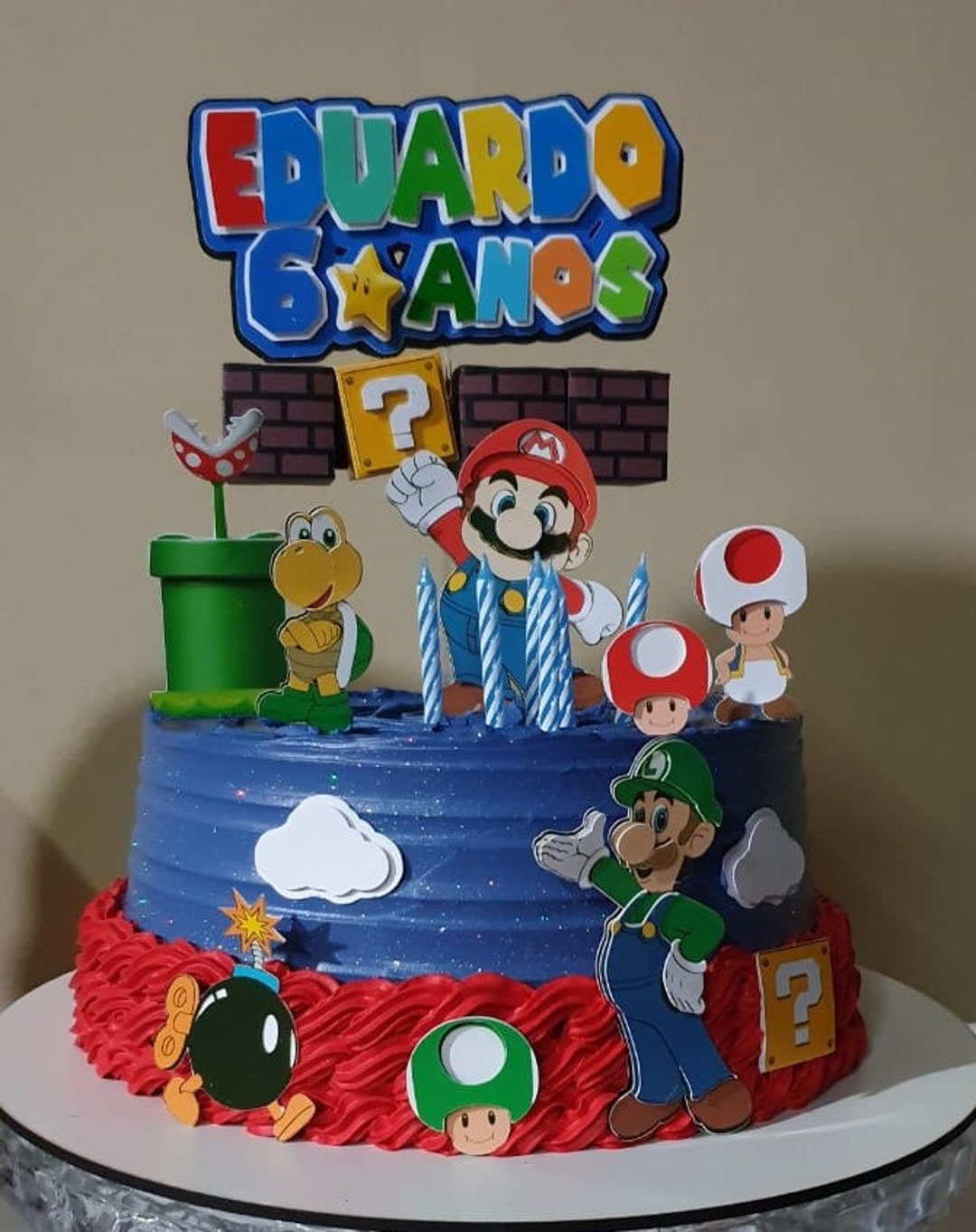 13 Printable Super Mario Cake Topper Personalized Super Mario Etsy