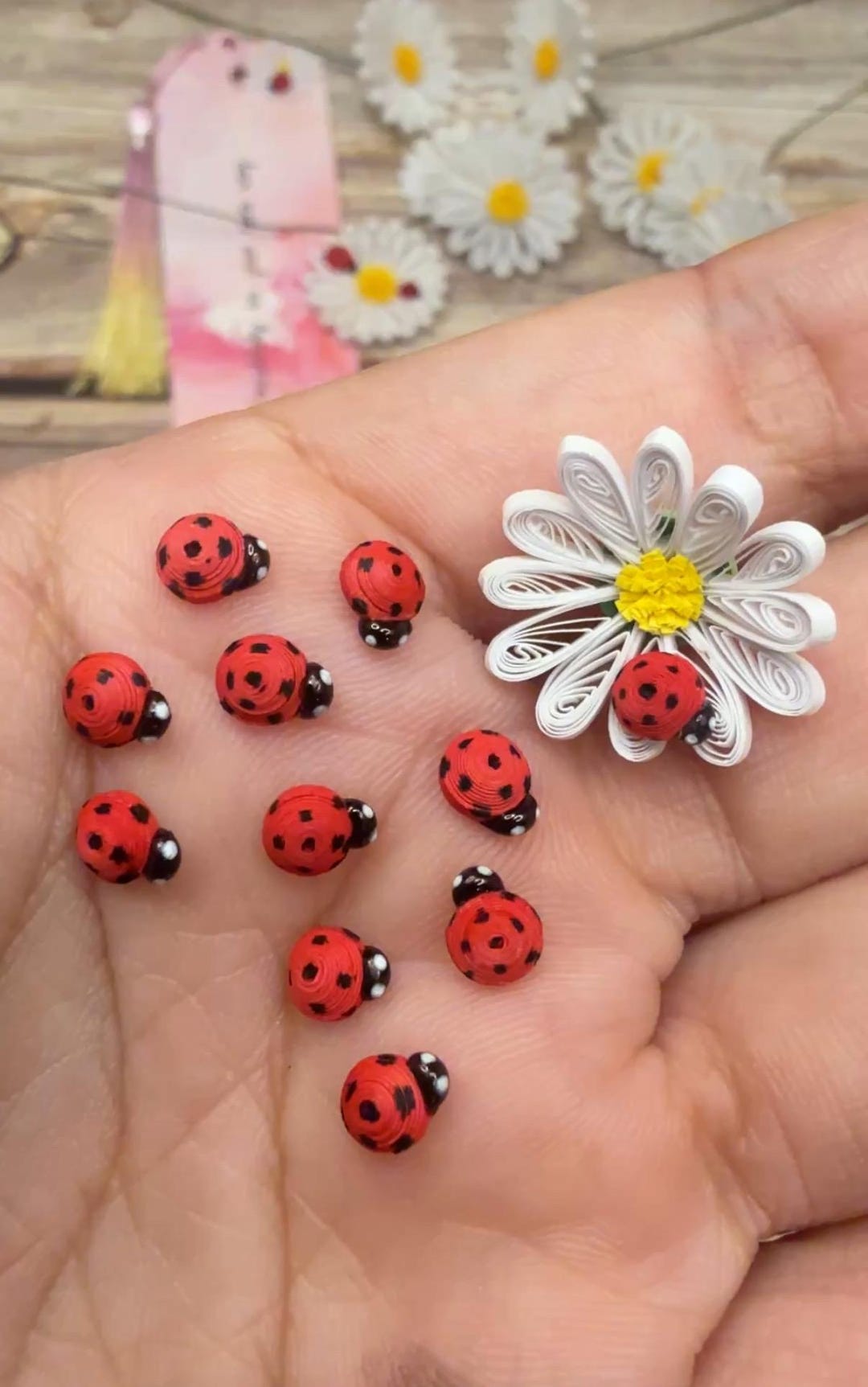 10 Quilling Ladybugs - Paper Tiny Ladybug. Handcrafted Cute Paper ...