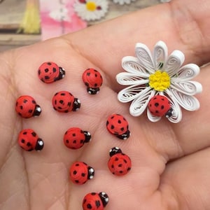 10 Quilling Ladybugs - Paper Tiny Ladybug. Handcrafted Cute Paper ...