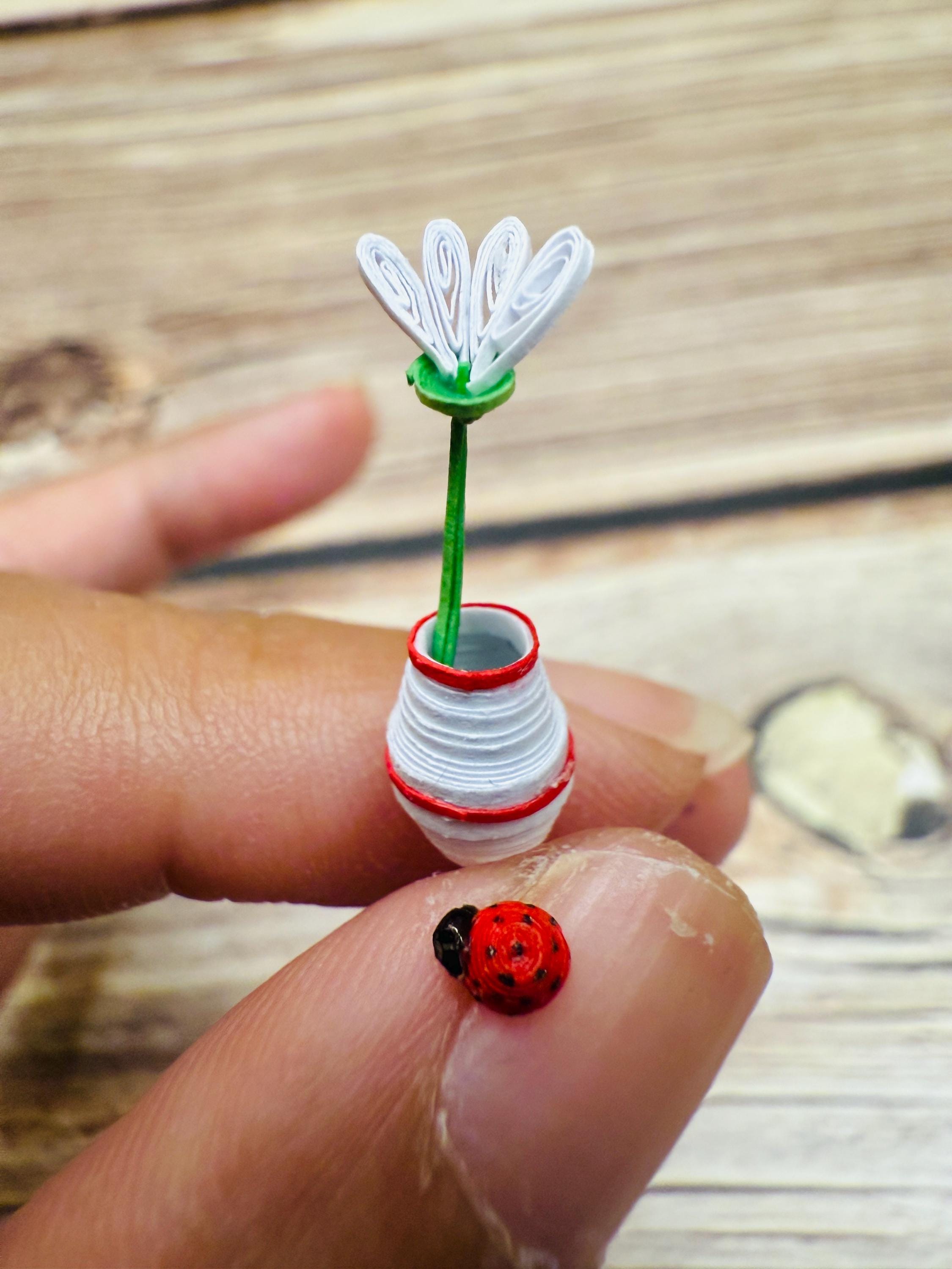 10 Quilling Ladybugs - Paper Tiny Ladybug. Handcrafted Cute Paper ...